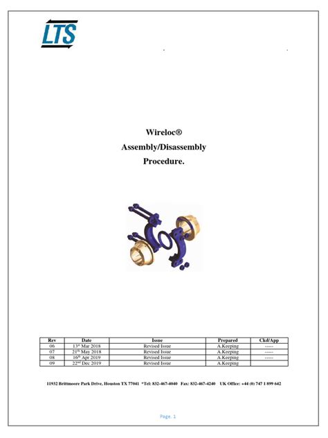 Wireloc Assembly Disassembly Procedure Issue 09 Pdf Corrosion Nut Hardware