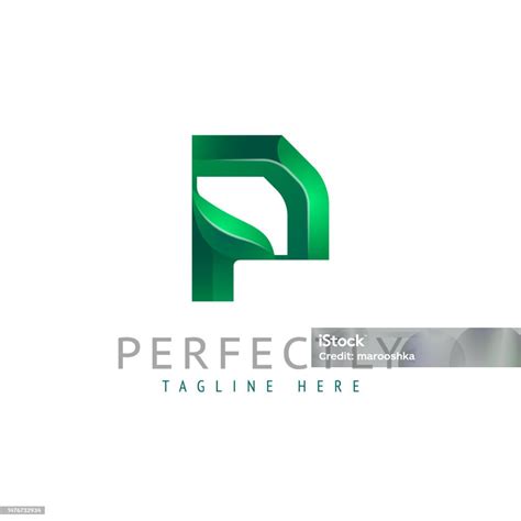 에코 리프 로고 녹색 글꼴 알파벳 벡터 일러스트 레이 션 10eps가 있는 3d 편지 3차원 형태에 대한 스톡 벡터 아트 및