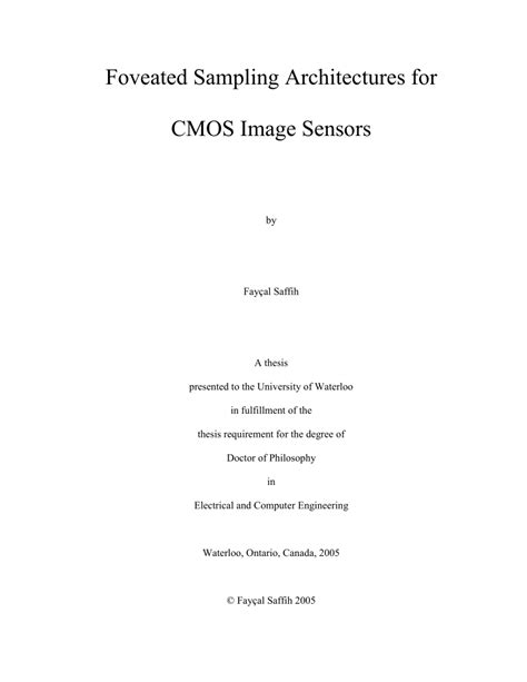 Pdf Foveated Sampling Architectures For Cmos Image Sensors