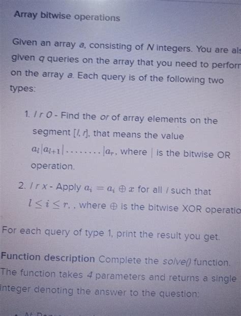 Solved Array Bitwise OperationsGiven An Array A Consisting Chegg
