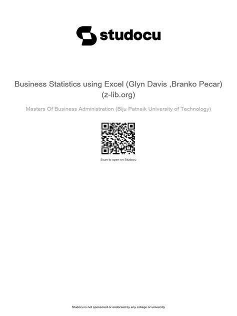 Business Statistics Using Excel Pdf
