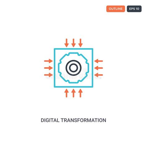 2 Color Digital Transformation Concept Line Vector Icon Isolated Two Colored Digital
