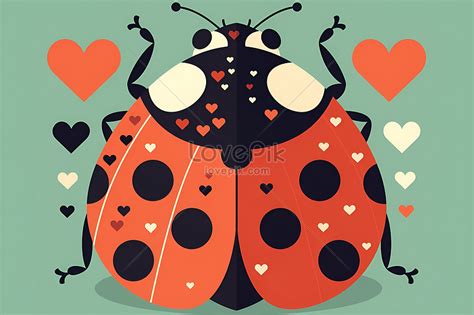 귀여운 하트 모양의 무당벌레 일러스트 무료 다운로드 Lovepik