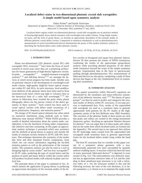 Pdf Localized Defect States In Two Dimensional Photonic