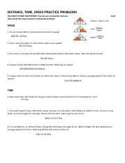 Speed Equation Practice Problems Pdf DISTANCE TIME SPEED PRACTICE PROBLEMS YOU MUST SHOW YOUR
