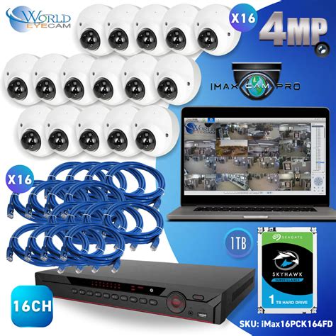 16ch Nvr And 16 4 Hd Megapixel Lite Ai Ir Fixed Focal Mini Dome Network Security Camera Kit