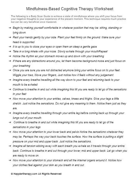 Mindfulness Based Cognitive Therapy Worksheet Happiertherapy