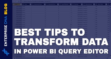 Best Practices For Transforming Data In The Query Editor Master Data