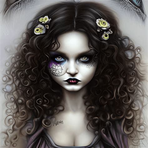 Cute Girl With Goth Makeup Style Creative Fabrica
