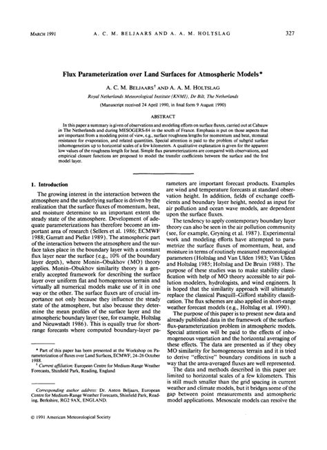 Pdf Flux Parameterization Over Land Surfaces For Atmospheric Models