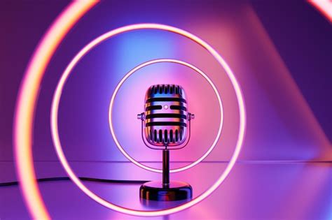 Premium Photo Silver Retro Microphone On A Pink Background Minimal