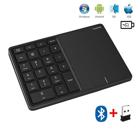 Mini 24g Bluetooth Keyboard Numeric Keypad 22 Keys Digital Keyboard With Touchpad For Windows