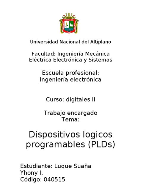 Dispositivos Logicos Programables Plds Pdf Arreglos De Compuertas
