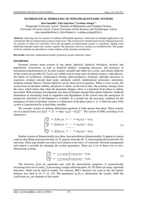 pdf mathematical modelling of nonlinear dynamic systems