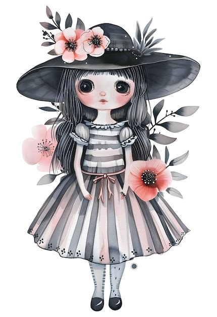 Premium Photo Cute Stripped Girl And Flowers