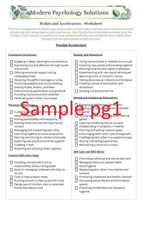 Sex Therapy Worksheet Download Brakes And Accelerators Etsy Sex Therapy Worksheet Download Brakes And Accelerators Etsy
