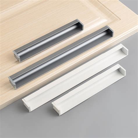 White Gray Hidden Door Handle Aluminum Alloy Embedded Handle Door