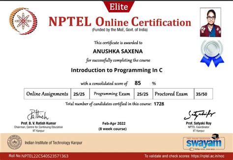 Anushka Saxena On Linkedin Language Programming C Nptel