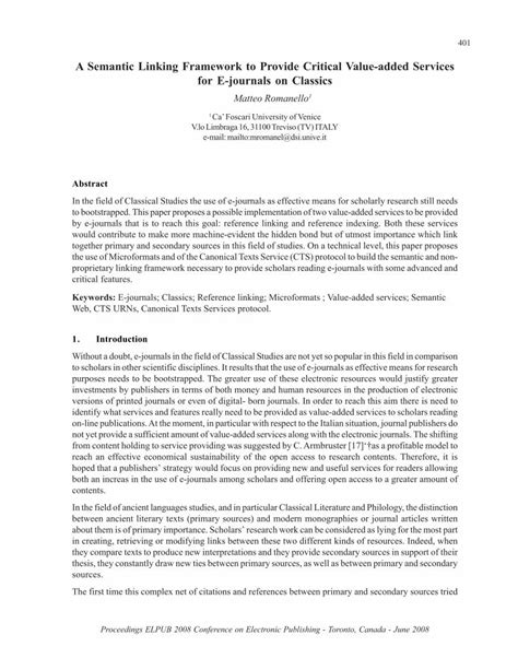 Pdf A Semantic Linking Framework To Provide Critical Value · A