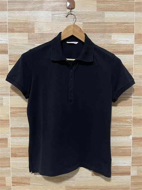 🍎uniqlo🍎 Dry Stretch Polo Shirt เสื้อยืดโปโล แขนสั้น สีดำ สีสวยเข้ม ⭕️ผ้าคอตตอนผสม ผ้ายืดได้ ☘️