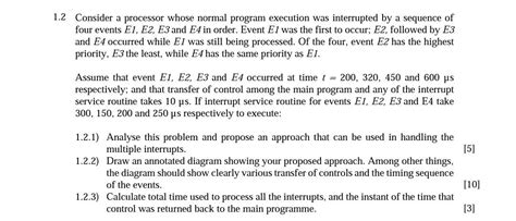 Solved 2 Consider A Processor Whose Normal Program Execution