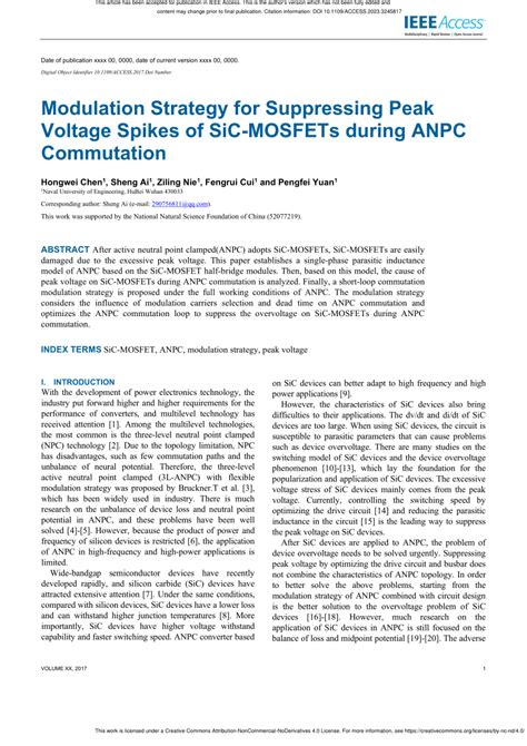 Pdf Modulation Strategy For Suppressing Peak Voltage Spikes Of Sic