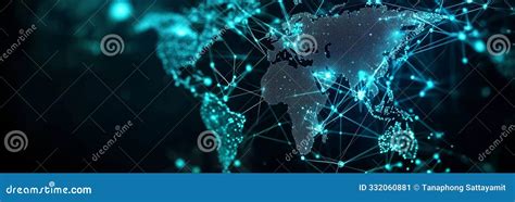 Global Network Connection Abstract World Map With Interconnected Lines