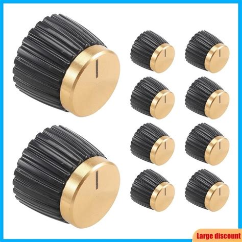 10x Guitar Amp Amplifier Knobs Push On Blackgold Cap For Amplifier