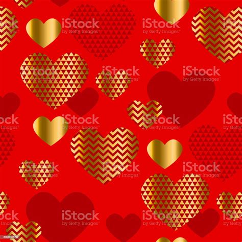 현대 럭셔리 발렌타인 완벽 한 패턴입니다 금색과 빨간색 카드 배너 포스터 월페이퍼 섬유 직물 종이 포장 포장 표면 디자인에 대 한 마음으로 축제 추상적인 배경 0명에 대한