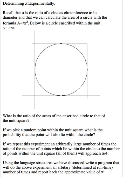 Solved Determining Pi Experimentally Recall That Pi Is The