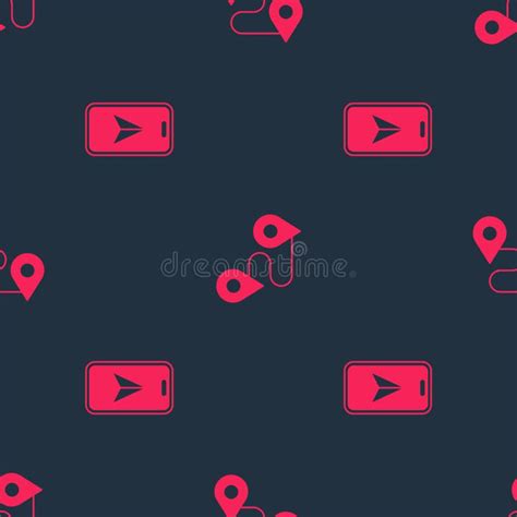 Set City Map Navigation And Route Location On Seamless Pattern Vector Stock Vector