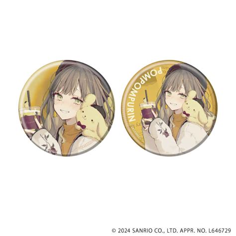 缶バッジ2個セット「赤倉×サンリオキャラクターズ」01ポムポムプリン描き下ろしイラスト｜アニメ・キャラクターコラボグッズのecならeeo
