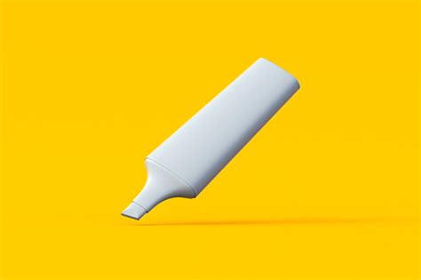 주황색 배경에 떨어지는 형광펜입니다 텍스트를 강조하고 강조하기 위한 마커입니다 학교와 사무실을 위한 문구용품 부속품 3d 렌더 3차원 형태에 대한 스톡 사진 및 기타 이미지