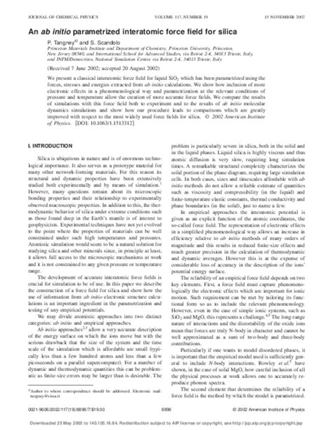 Pdf An Ab Initio Parametrized Interatomic Force Field For Silica