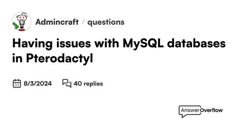 Having Issues With Mysql Databases In Pterodactyl Admincraft