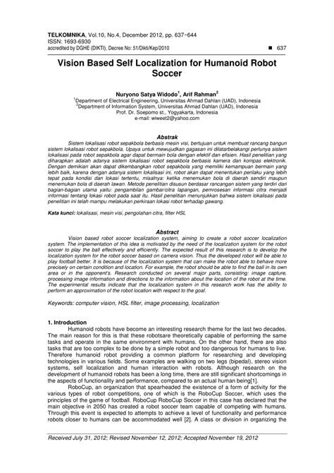 Pdf Vision Based Self Localization For Humanoid Robot Soccer