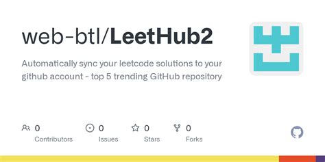 GitHub Web Btl LeetHub2 Automatically Sync Your Leetcode Solutions