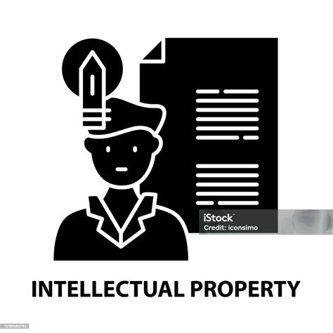 지적 재산권 기호 아이콘 편집 가능한 스트로크가 있는 검은색 벡터 사인 컨셉 일러스트레이션 개념에 대한 스톡 벡터 아트 및 기타