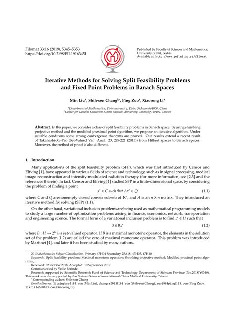 PDF Iterative Methods For A System Of Split Feasibility Problems And Fixed Point Problems In