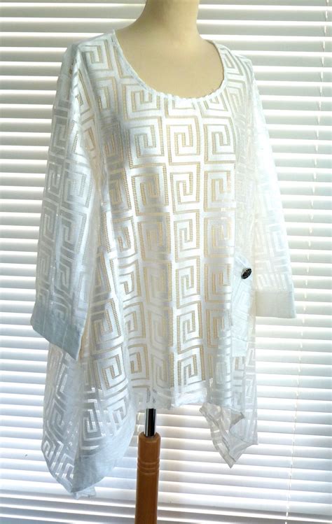 Gorgeous Cfait Pour Vous Paris Quirky Asymmetric Tunic Top With Greek Key Design Noni
