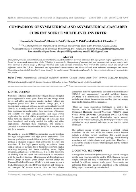 Pdf Comparison Of Symmetrical And Asymmetrical Cascaded Current Source Multilevel Inverter