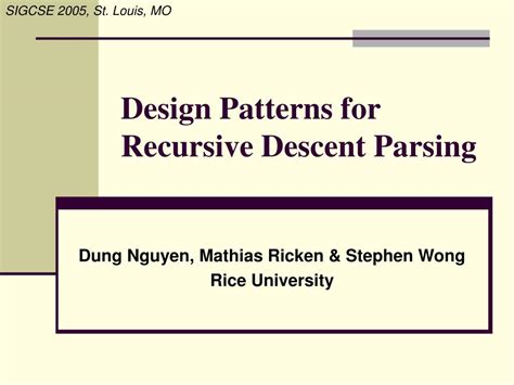 Ppt Design Patterns For Recursive Descent Parsing Powerpoint Presentation Id5606307