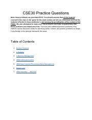 SOLUTIONS CSE30 Practice Questions Ver 2 Pdf CSE30 Practice
