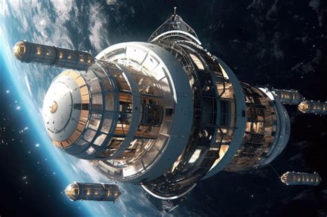Premium Ai Image Interstellar Spaceship With Artificial Gravity