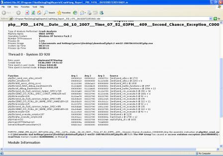 PHP Generating A Backtrace On Windows