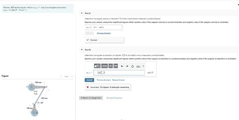 Solved Member Ab Has The Angular Velocity ωab 4 Rad S And