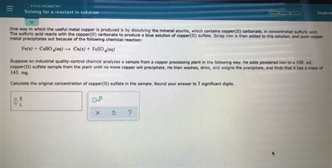solved o stoichiometry solving for a reactant in solution