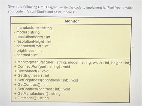 Solved Please Help Me Write The Code From This Uml Diagram