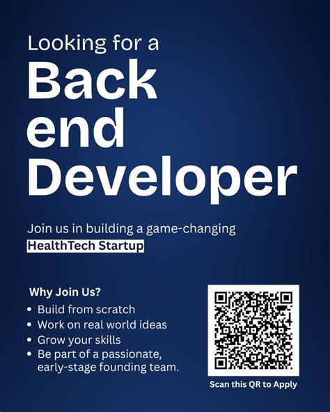 Startup Backenddeveloper Healthtech Founderopportunity Iits Nits