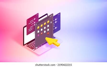Mockup 3d Monitor User Interface Elements Stock Vector Royalty Free